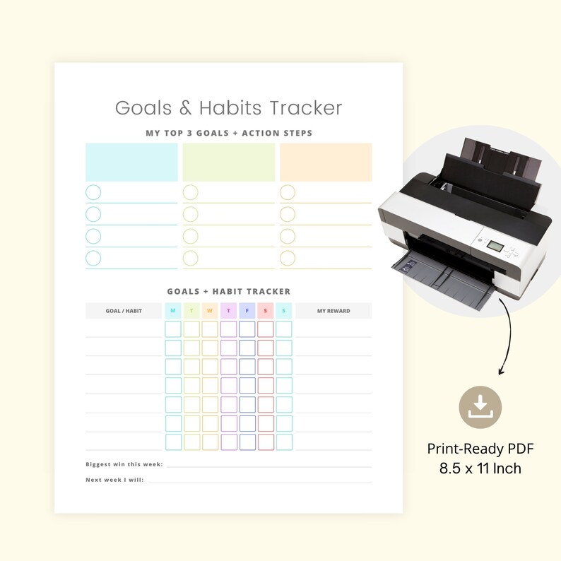 Monthly Habit Tracker Printable to Break a Bad Habit - Etsy