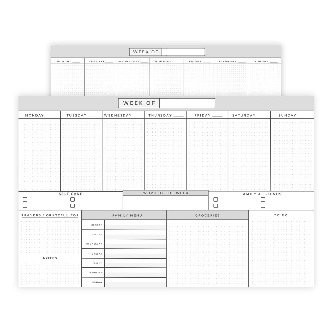 Daily Family Planner, Printable Weekly Meal Planner, Family Schedule ...