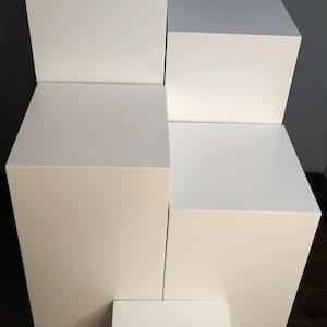 12", 14" or 16" White Display Posing Cube Pedestal Stand Riser Column ...