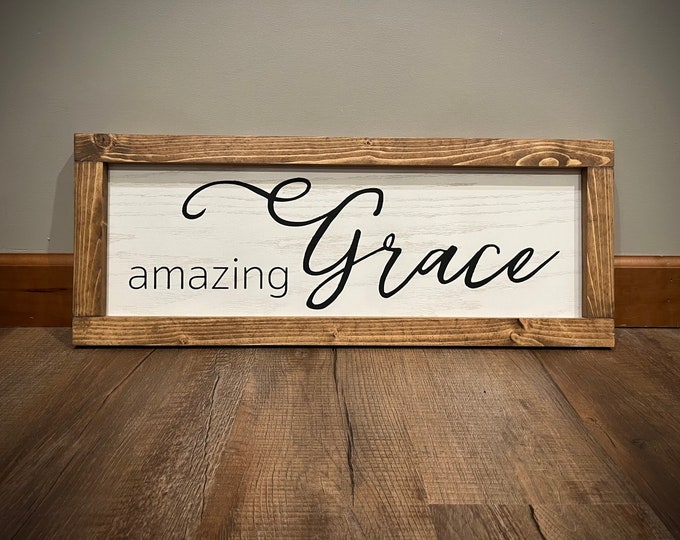 Christian Wall Sign, Amazing Grace Farmhouse Sign, Customized Sign ...