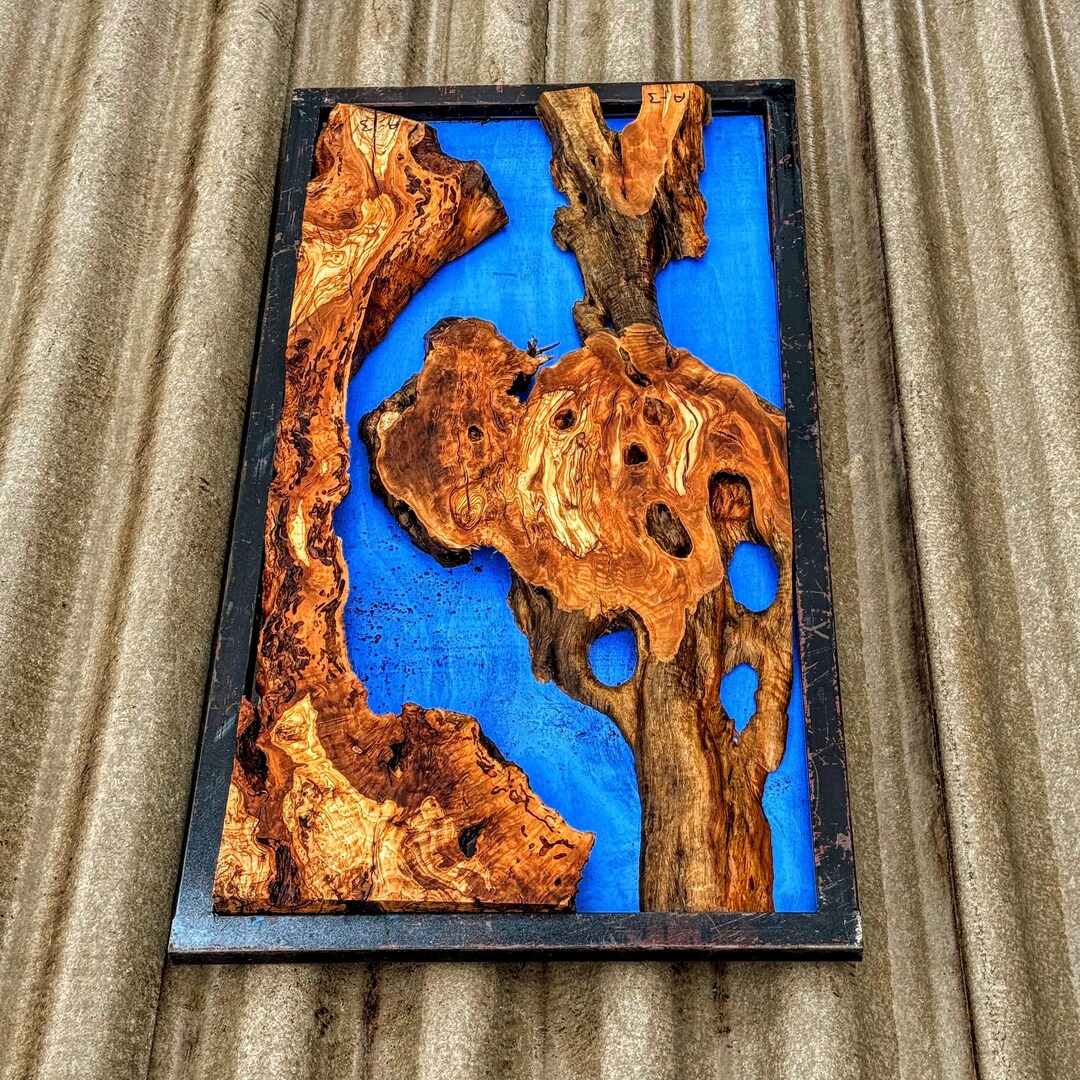 Live Edge Olive Wood Slab River Table Set 48x24 - Etsy