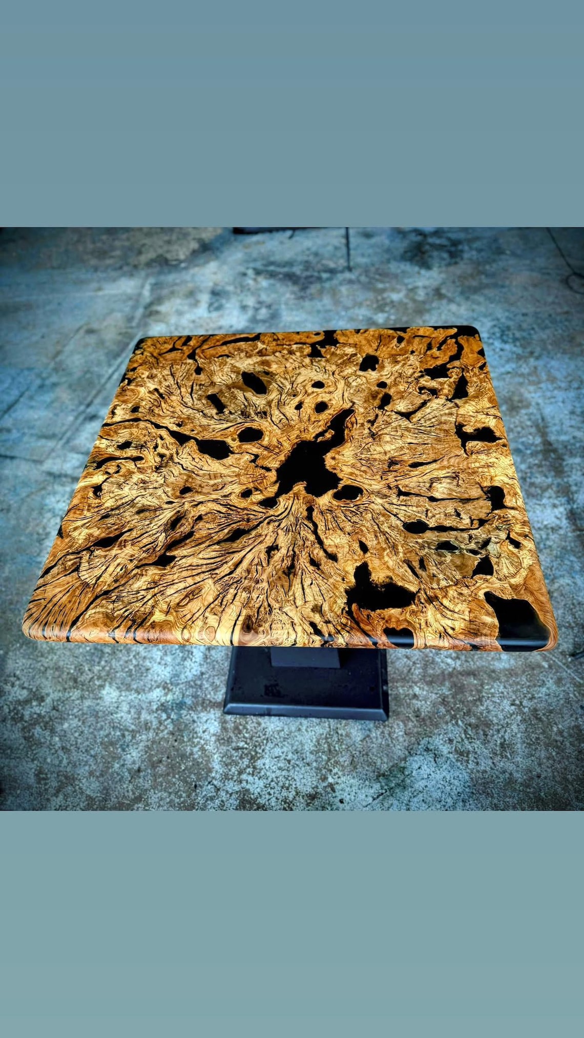Handmade Olive Root Burl Coffee Table: Live Edge Epoxy Resin Wood Art ...