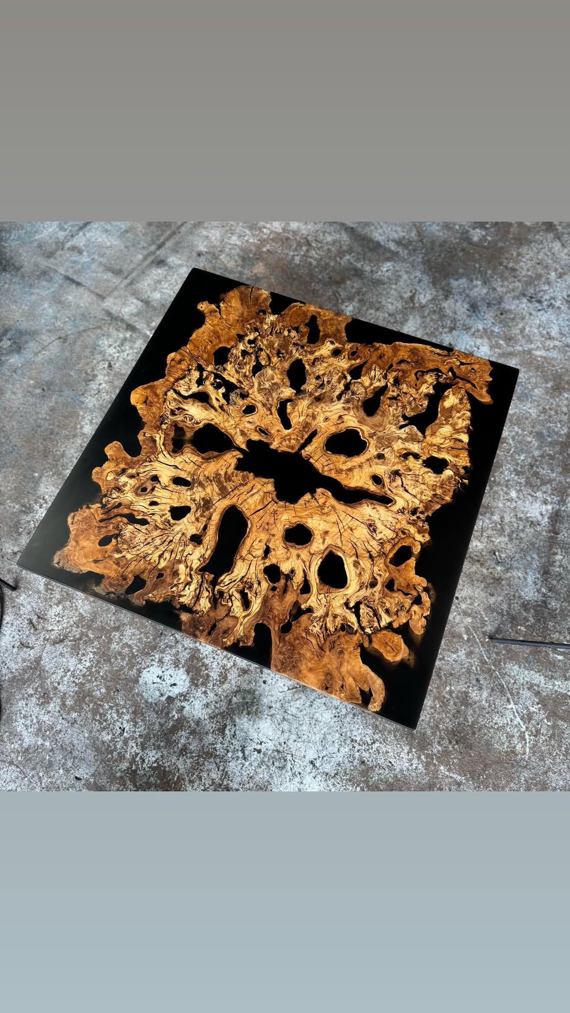 Handmade Olive Root Burl Coffee Table: Live Edge Epoxy Resin Wood Art ...