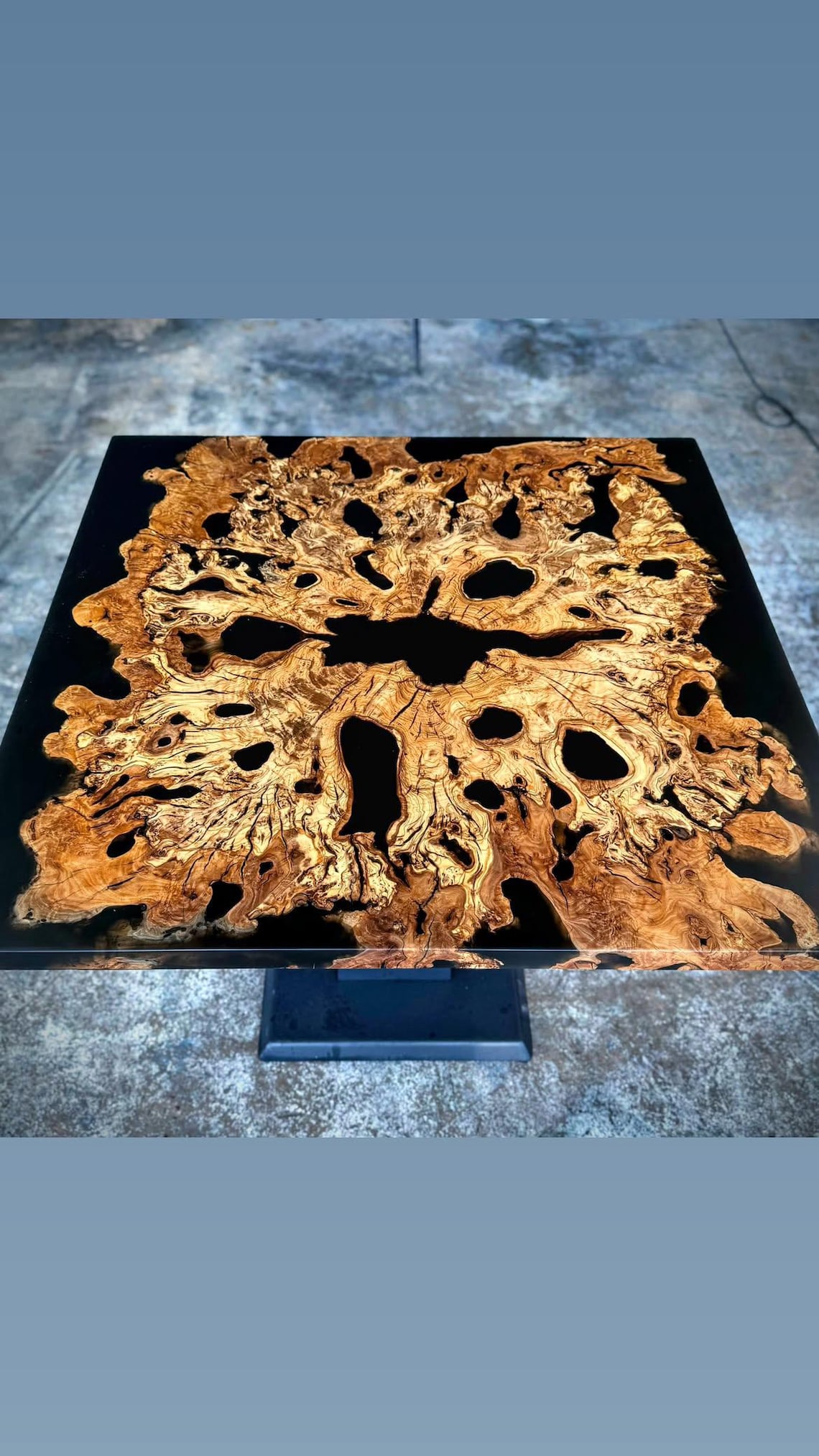 Handmade Olive Root Burl Coffee Table: Live Edge Epoxy Resin Wood Art ...