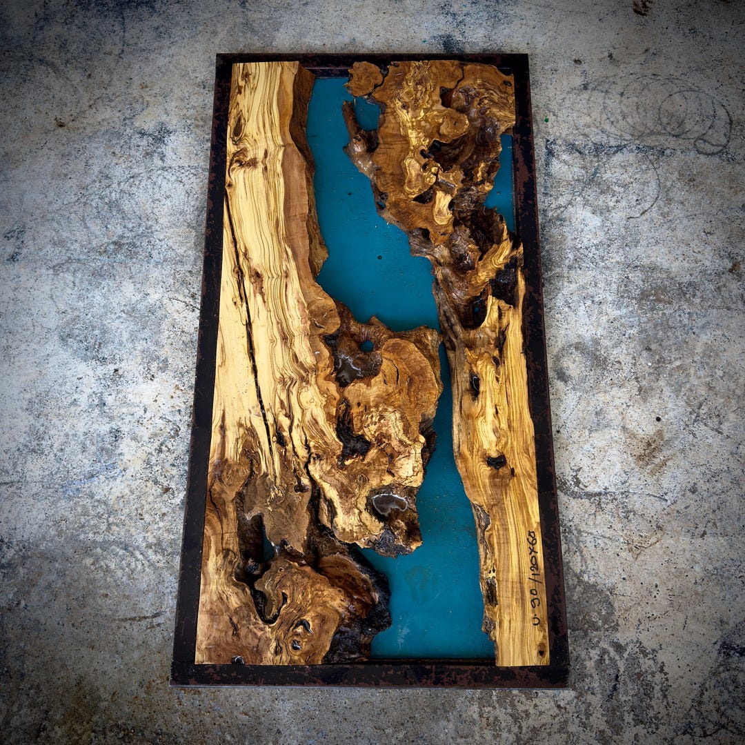 48"x24" Olive Root Slice Live Edge Slab: Epoxy Table Art (code 90 ...