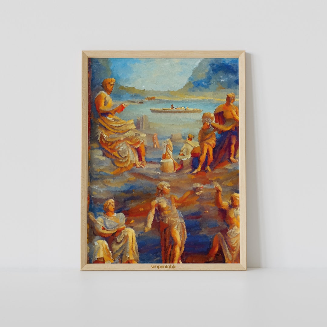 Vintage Oil Painting Printable Wall Art Antique Greek Hellenistic Wall ...