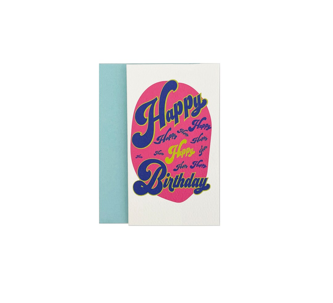 Mini Card Happy Happy Birthday, Blank Inside | 80's Inspired Birthday ...