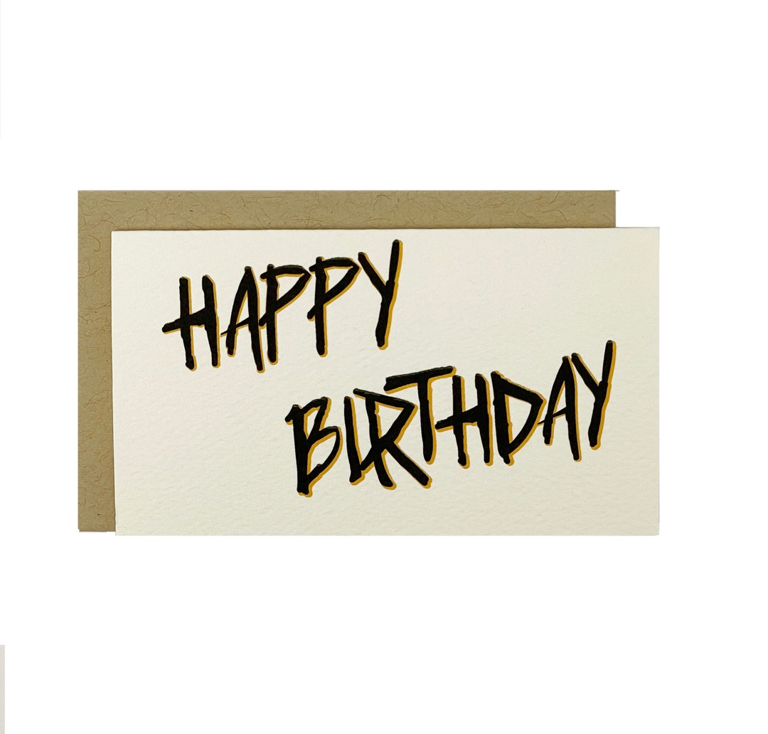 Rocker Scratchy Font Birthday Mini Card|birthday Greeting Card|blank ...