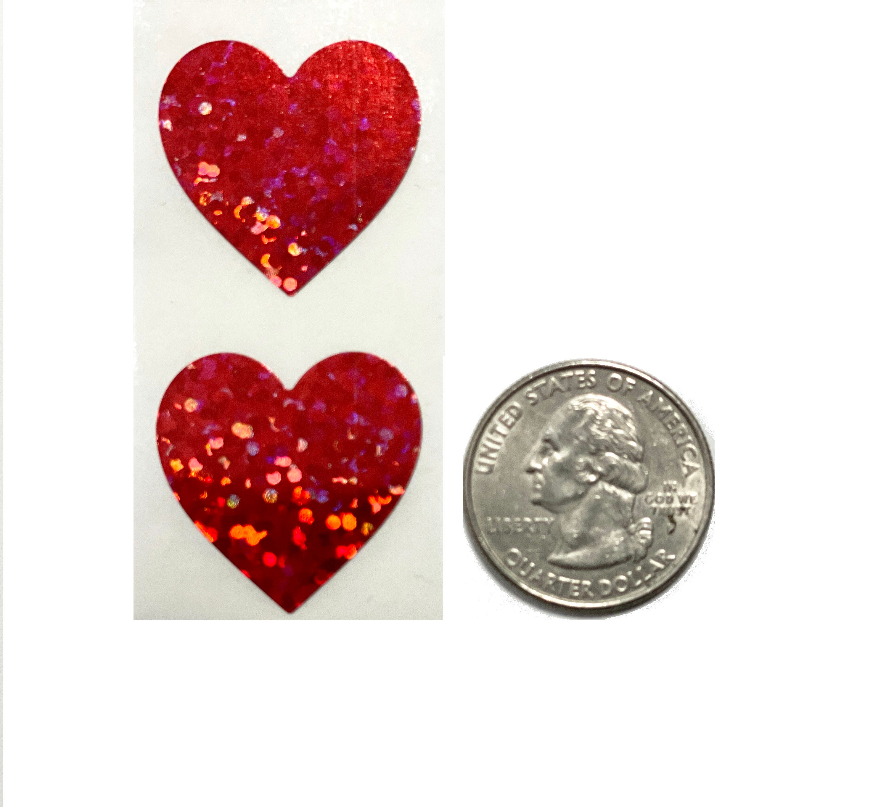 1 Red Sparkle Heart Shape Sticker heart Seal Holographic Heart Seals ...