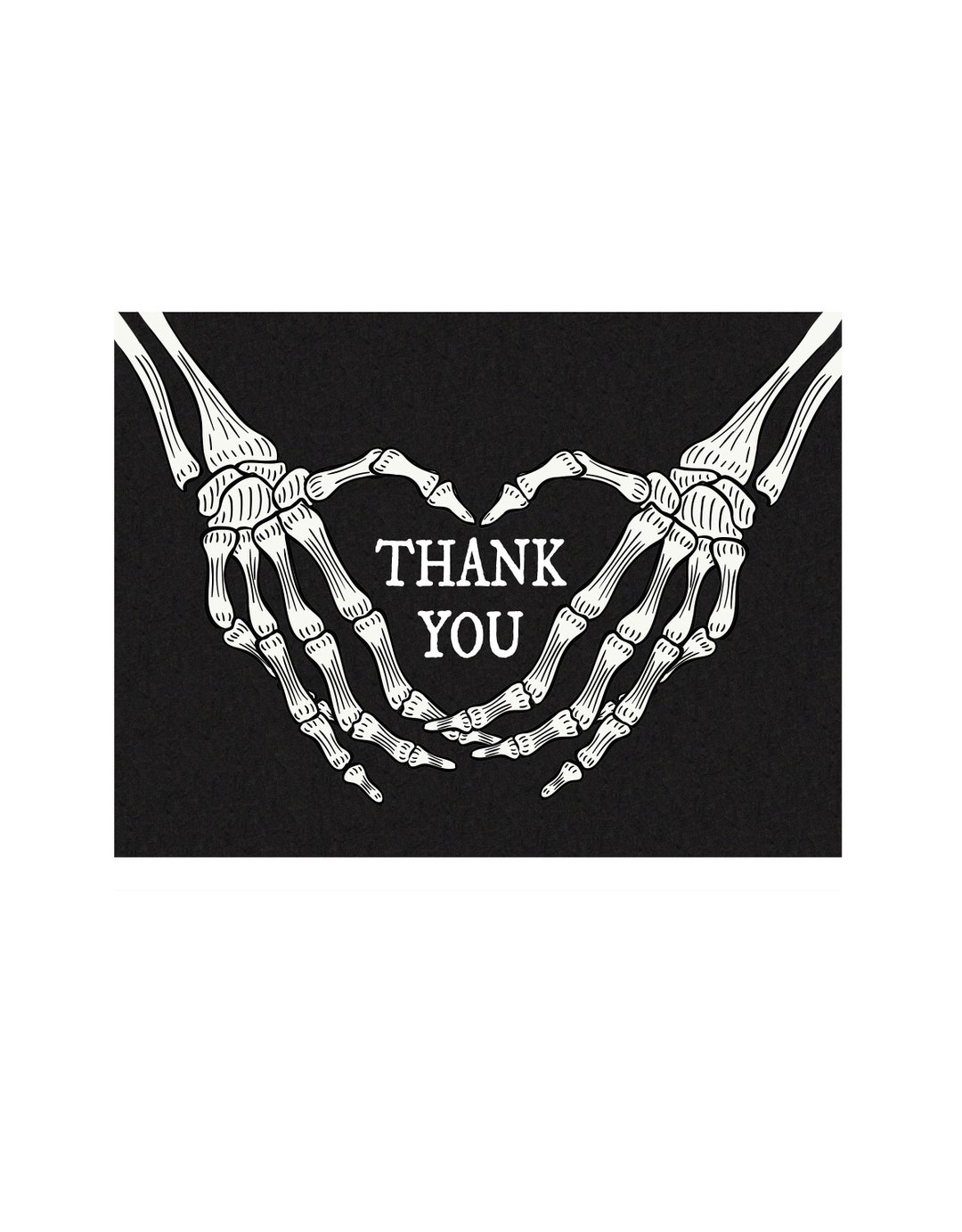 Goth Skeleton Heart Hands Thank You Card Halloween Thank You - Etsy