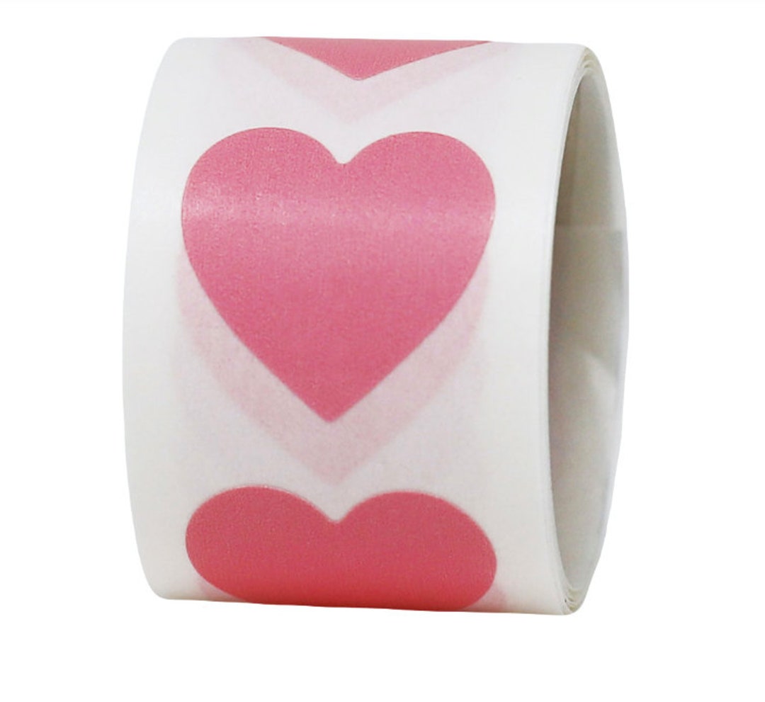 3/4" Pink Heart Shape Sticker |heart Seal |pink Heart Seal |pink Heart ...