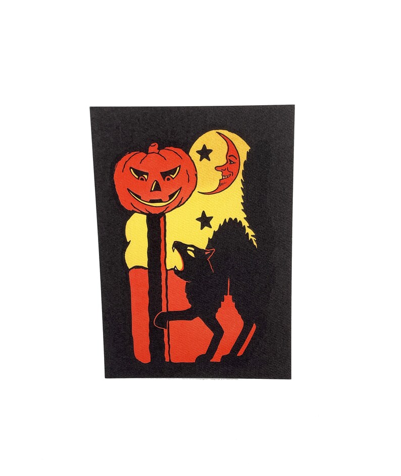 Black Cat Print Vintage Halloween Style Retro Style Spooky Season