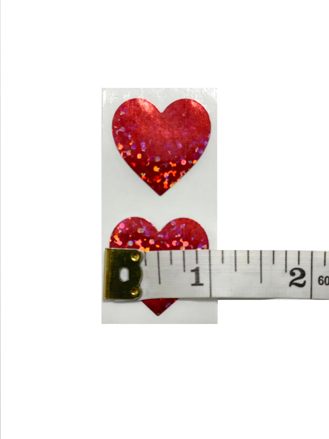 1 Red Sparkle Heart Shape Sticker heart Seal Holographic Heart Seals ...