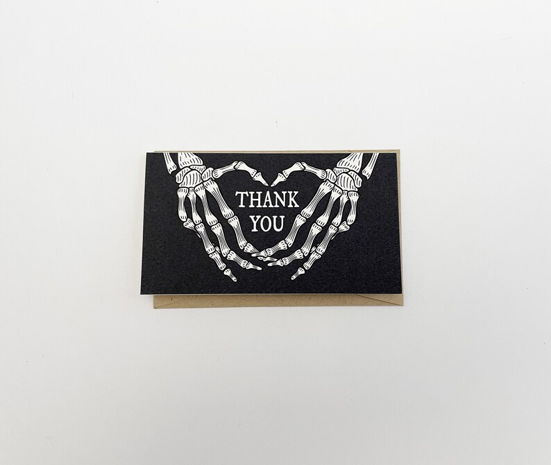 Goth Skeleton Heart Hands Thank You Mini Card 2 X 3.5 Inch - Etsy
