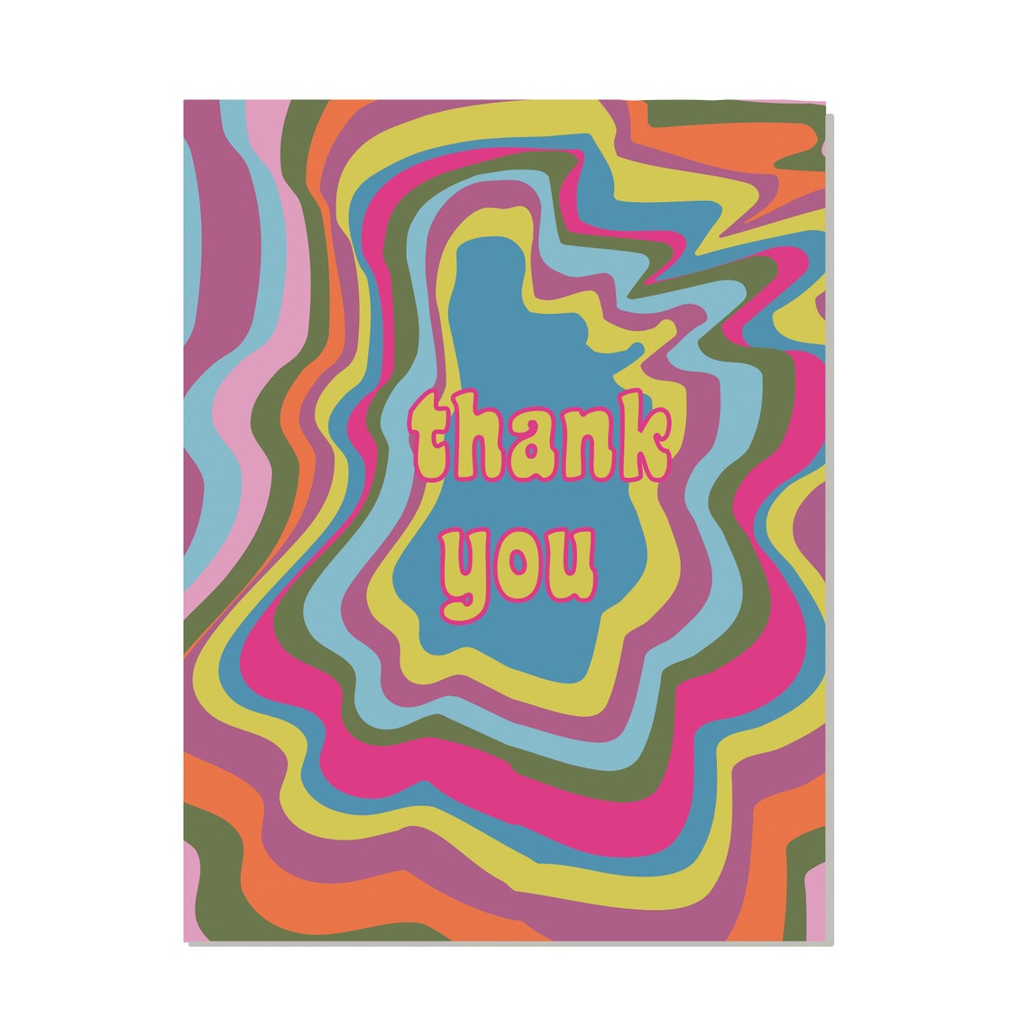 Retro Thank You Greeting Cardfunky 70s Fontgroovy Thank You - Etsy