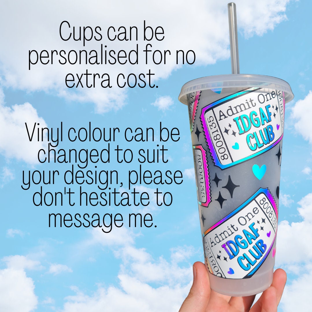 IDGAF Club Cold Cup, Novelty Cold Cup, 24oz Cold Cup, Reusable Plastic ...