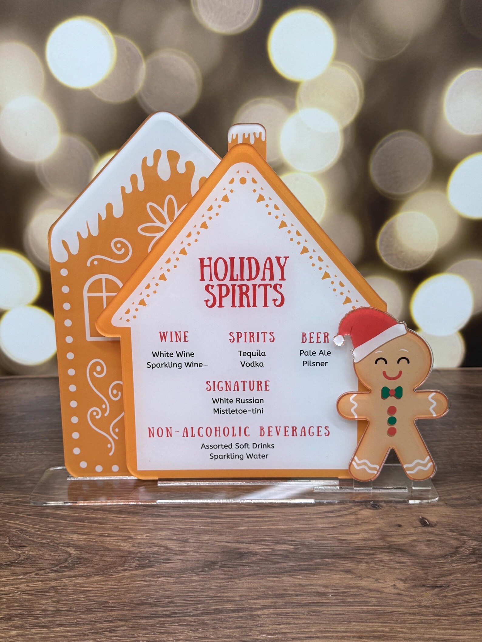 Christmas Bar Sign: Gingerbread House Drink Menu (8x10 Acrylic) - Etsy