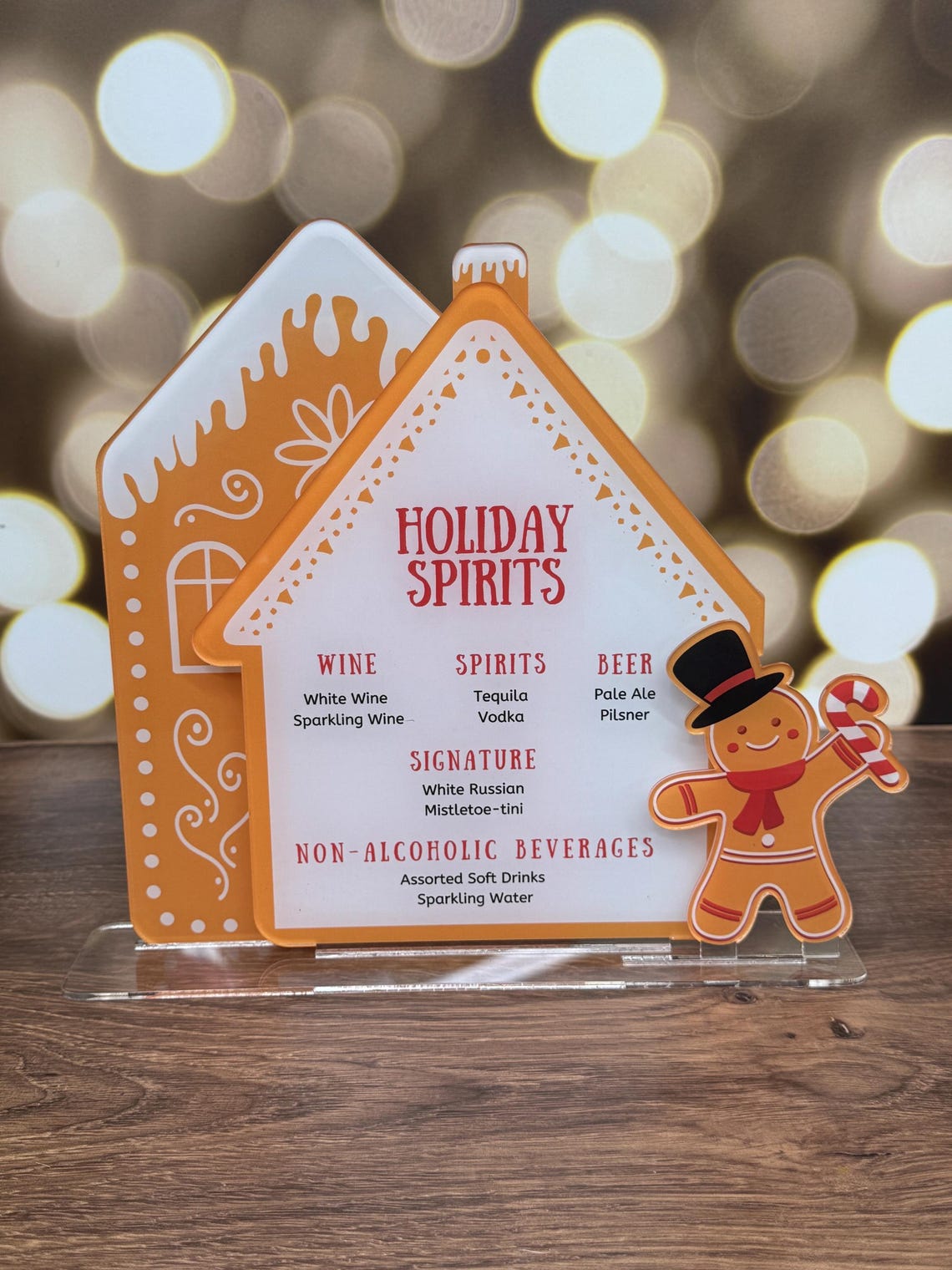 Christmas Bar Sign: Gingerbread House Drink Menu (8x10 Acrylic) - Etsy