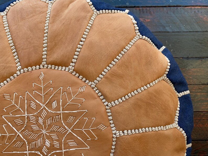 Moroccan Leather Pouf,handmade Leather Pouf,moroccan Ottoman,leather ...