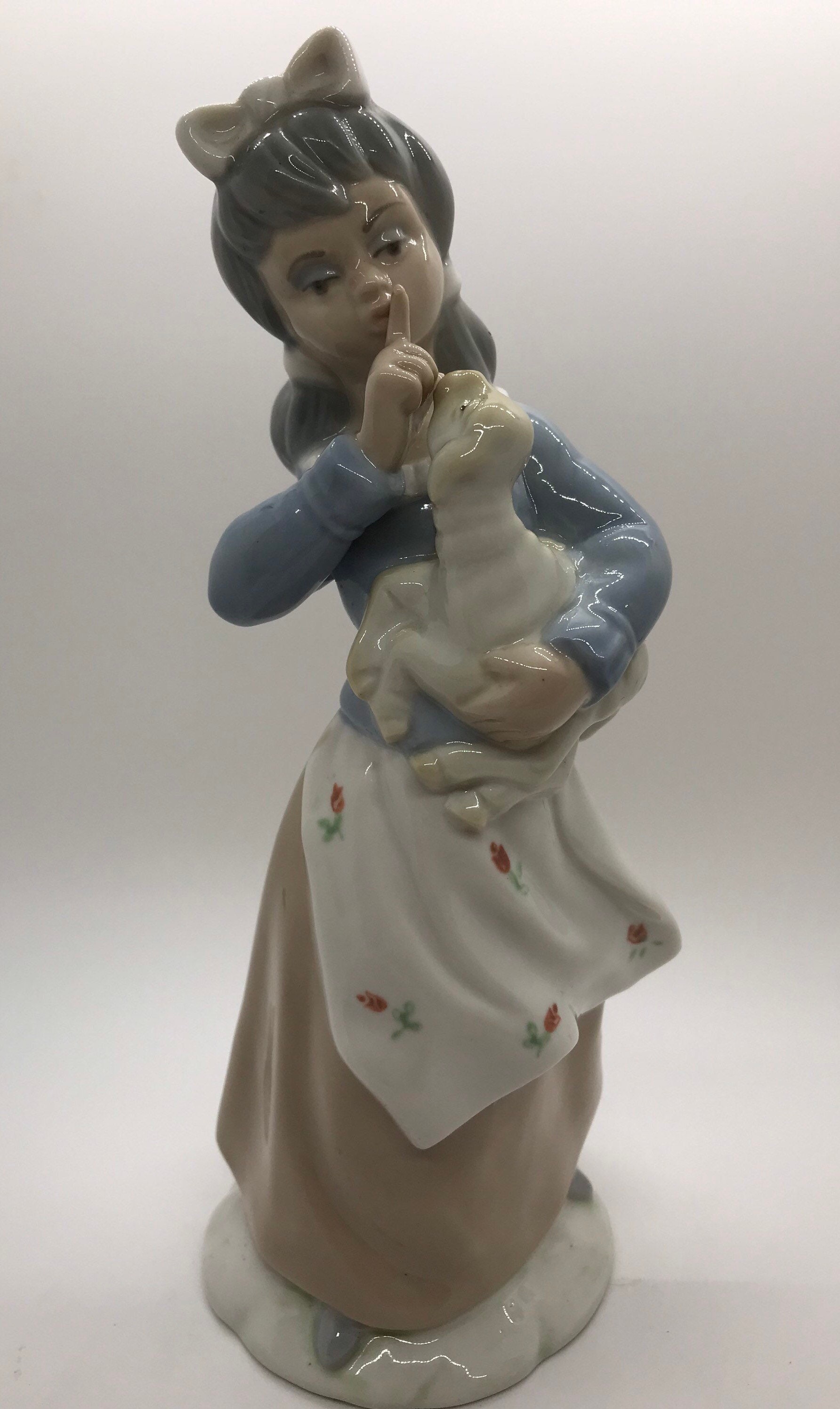 Vintage Tengra Porcelain Figurine 'girl With Lamb' 1970's- Made in ...