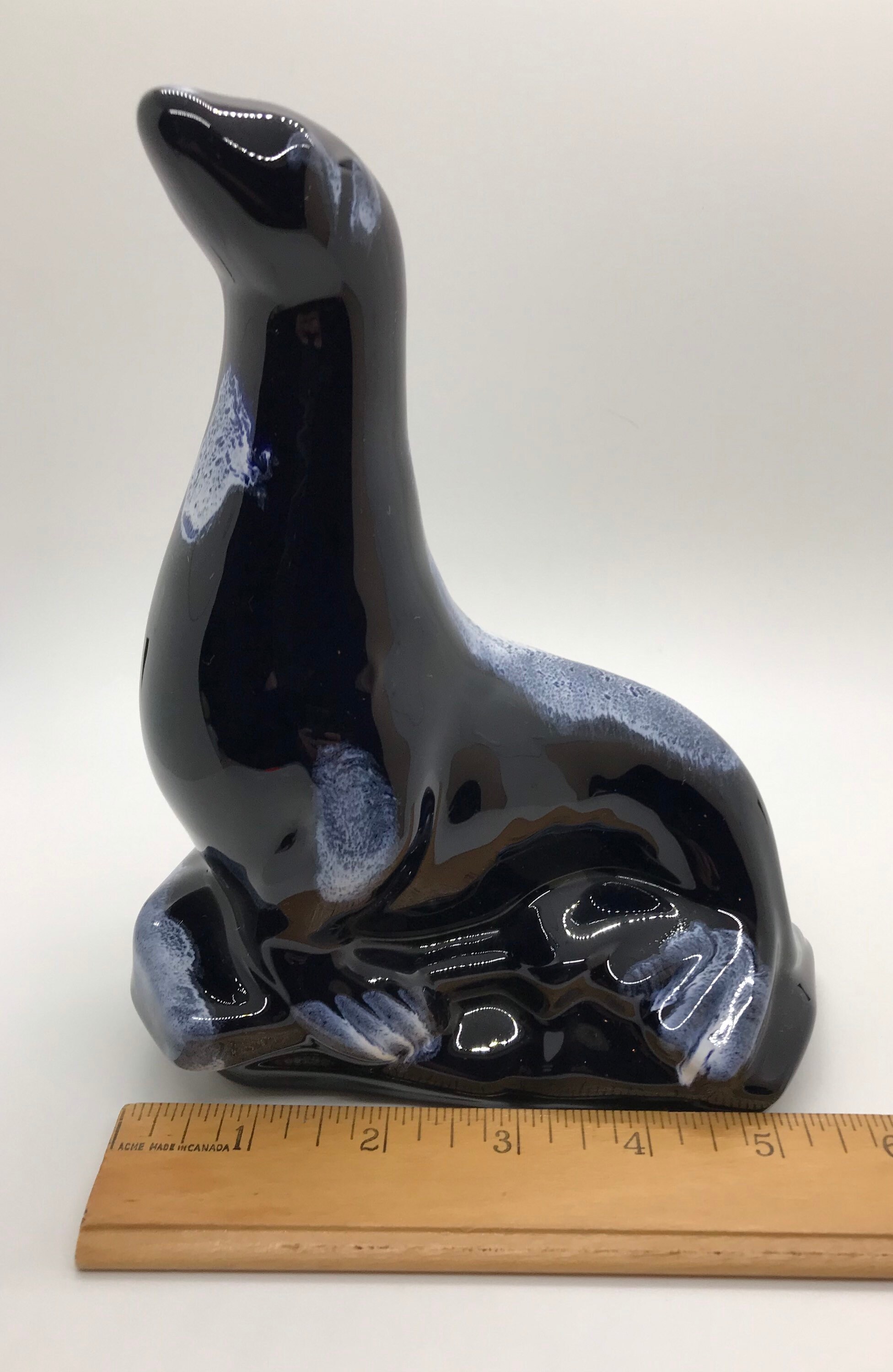 Vintage Blue Mountain Pottery Seal on a Rock With Dark Blue Granite ...