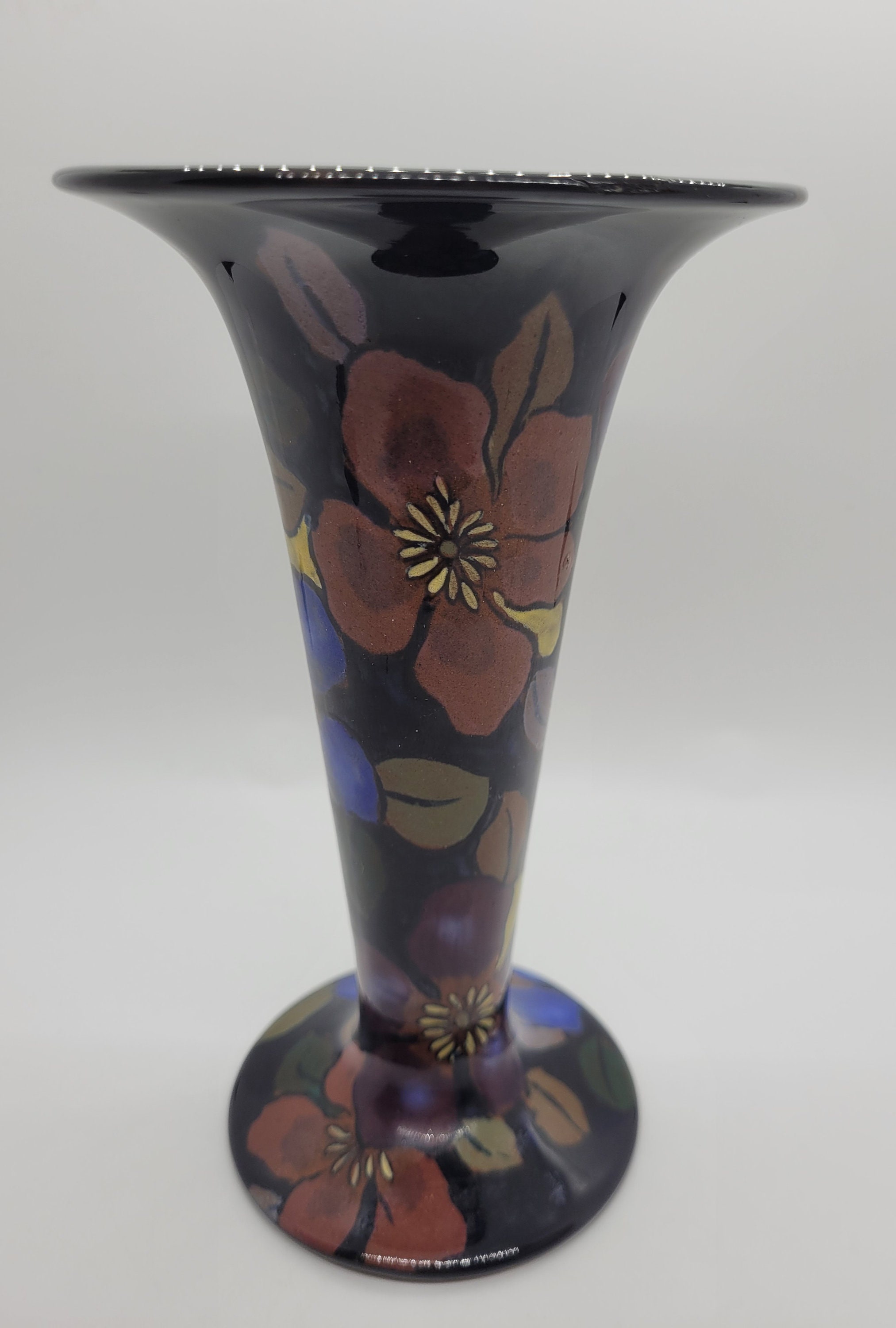Gorgeous Antique Art Deco Royal Stanley Ware Jacobean Trumpet Vase With ...