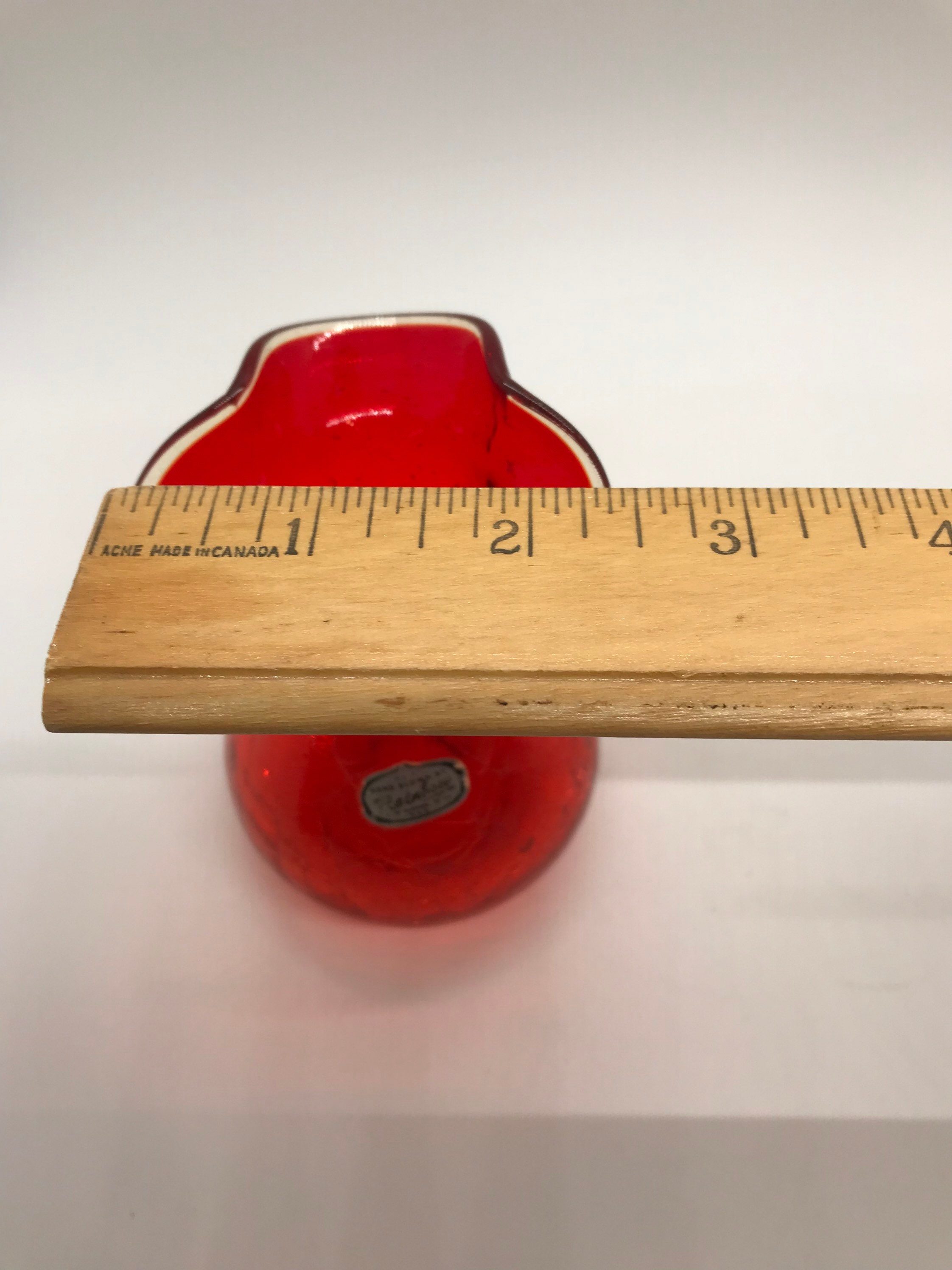 Vintage 1960-70's Ruby Red Handblown Crackle Glass Frilly Bud Vase by ...