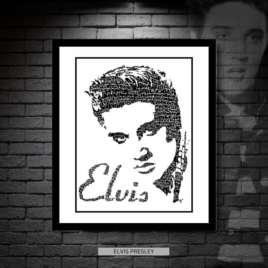 Elvis Presley - Typography Portrait - I'm All Shook up - Hand-drawn - Etsy