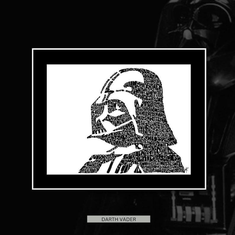 Darth Vader- Star Wars - Typography Portrait - Hand-drawn - Etsy