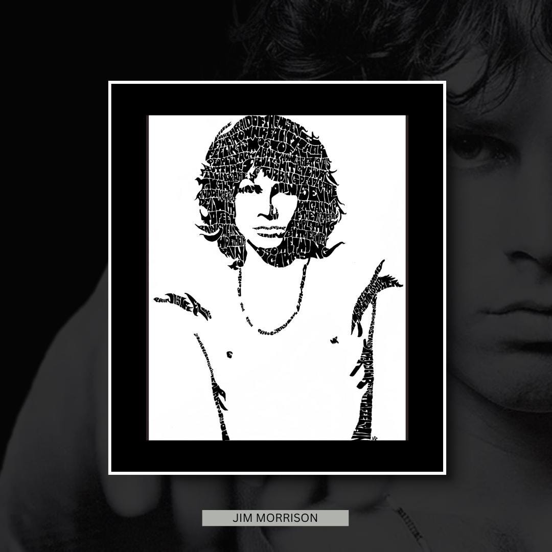 Jim Morrison - the Doors - Typography Portrait - Hand-drawn - Etsy