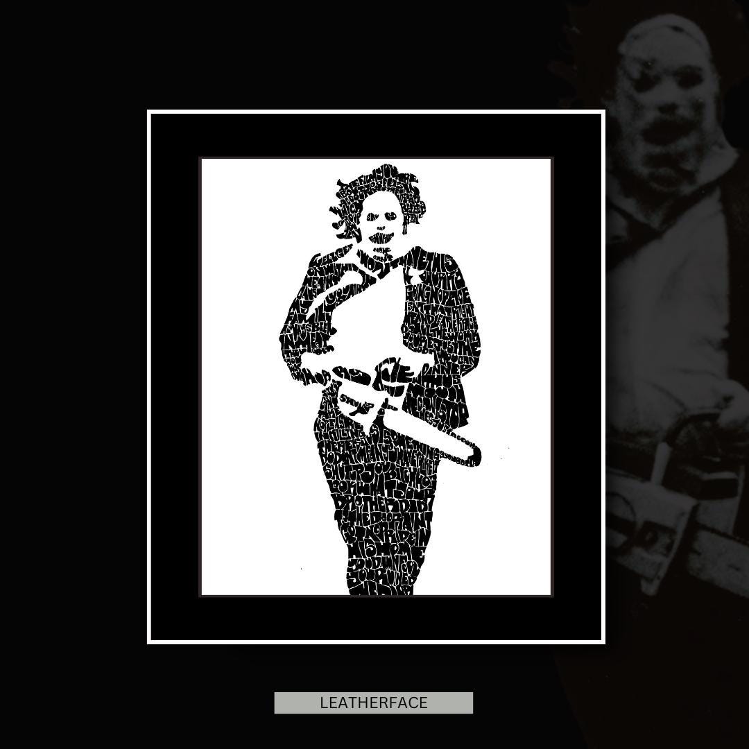 Leatherface - the Texas Chainsaw Massacre - Typography Portrait - Hand ...