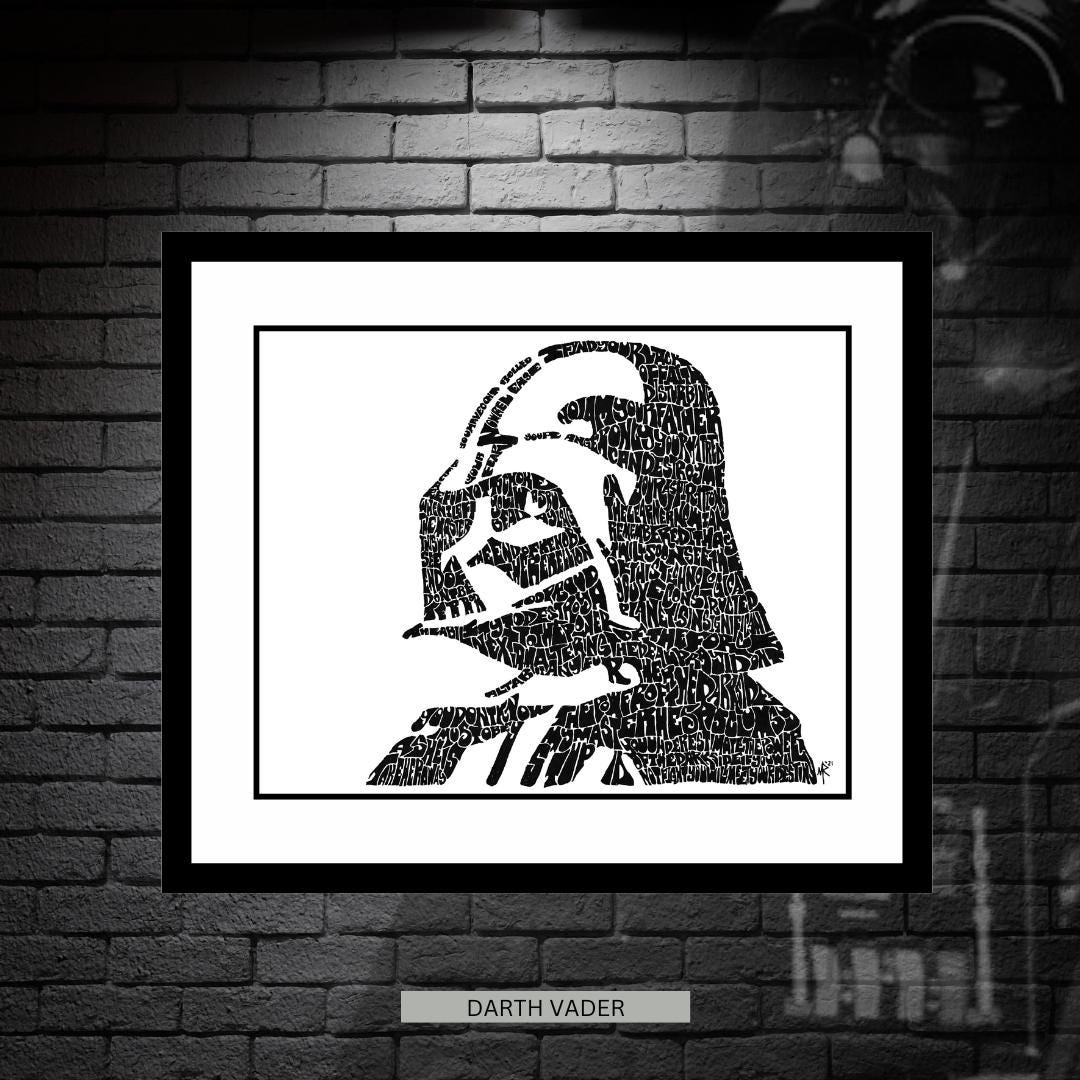 Darth Vader- Star Wars - Typography Portrait - Hand-drawn - Etsy