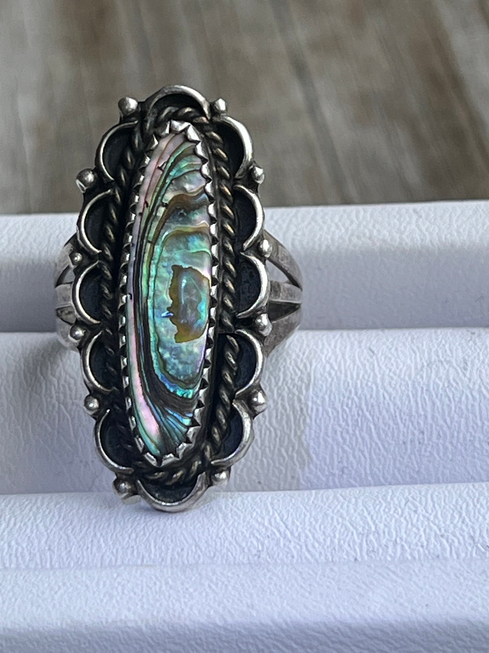 Vintage Sterling Silver Abalone Size 5 3/4 Native American Ring - Etsy