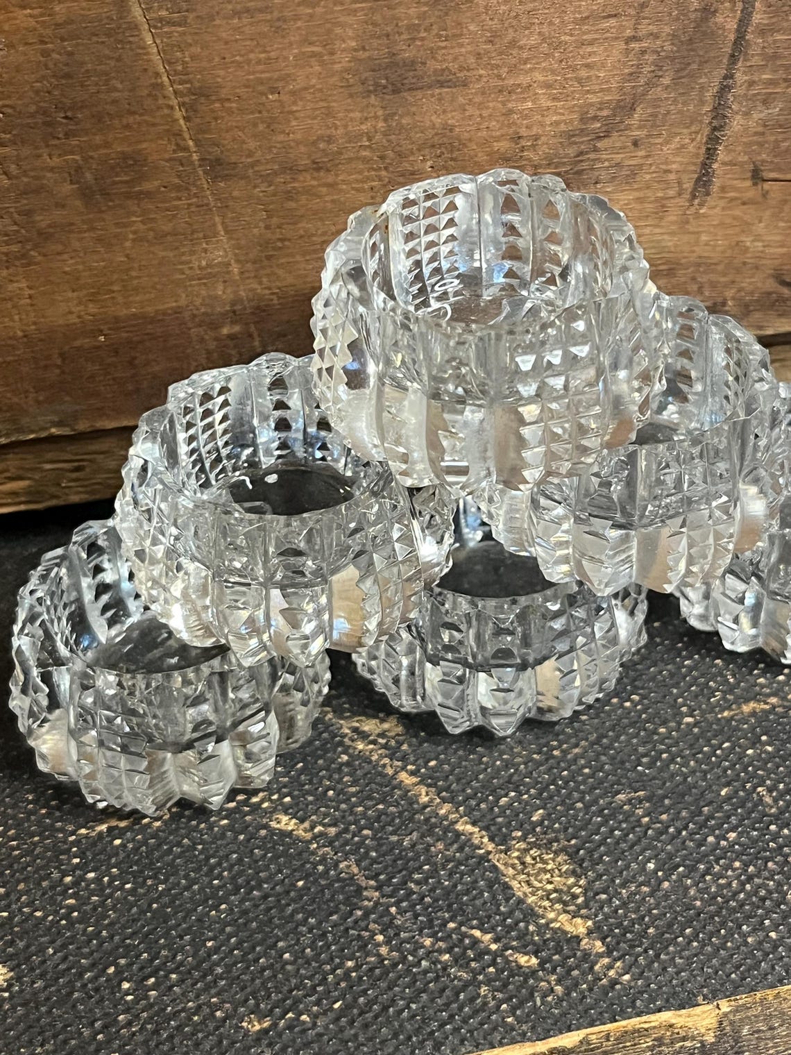 Vintage Cut Crystal Salt Cellars Set of Six - Etsy