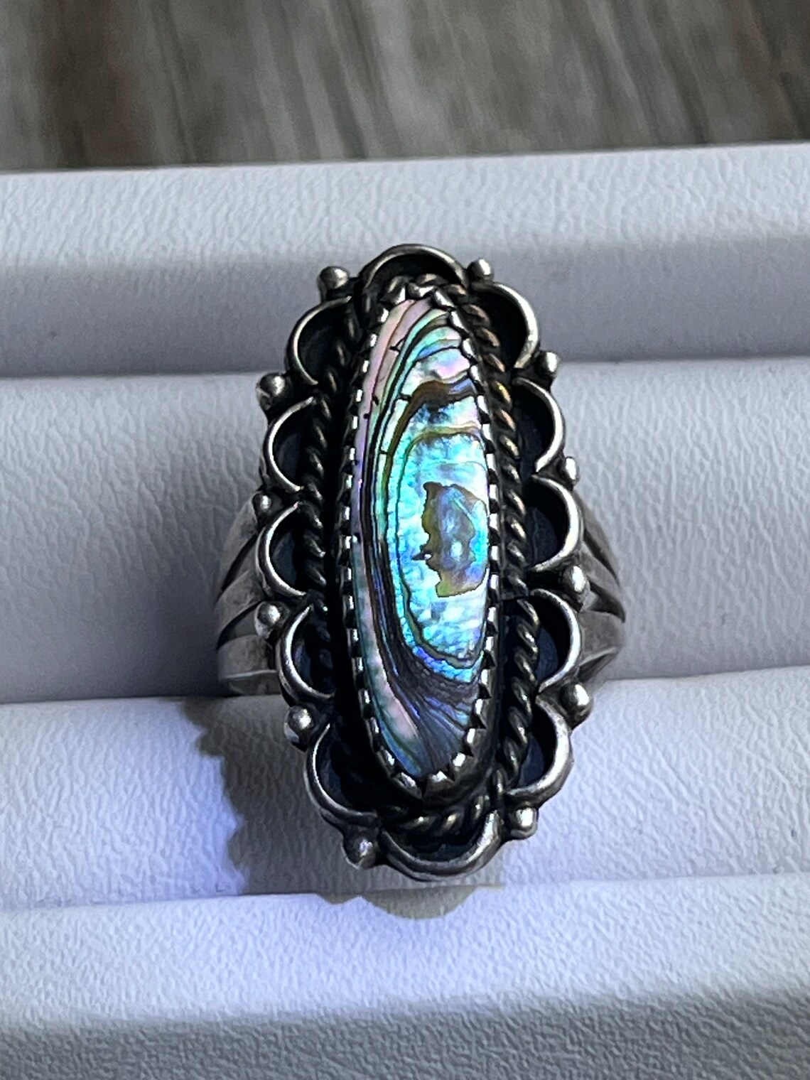 Vintage Sterling Silver Abalone Size 5 3/4 Native American Ring - Etsy