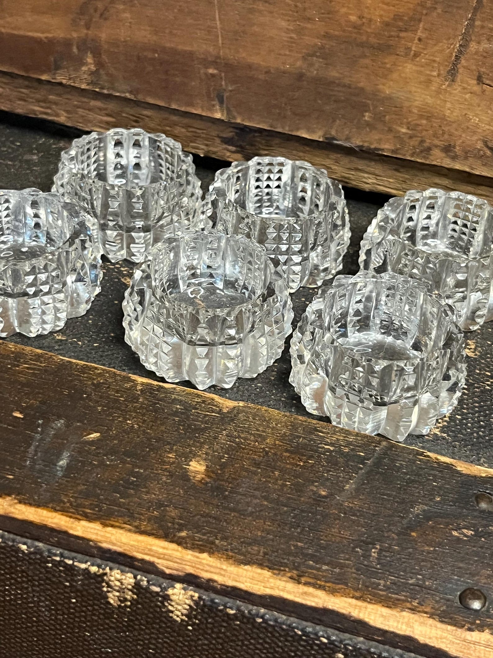 Vintage Cut Crystal Salt Cellars Set of Six - Etsy