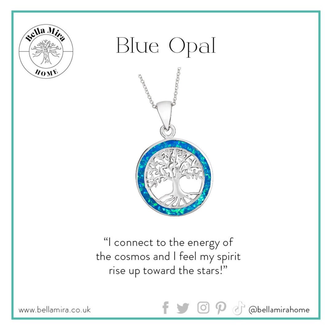 Sterling Silver Tree of Life Necklace – Peruvian Blue Opal Pendant - Etsy