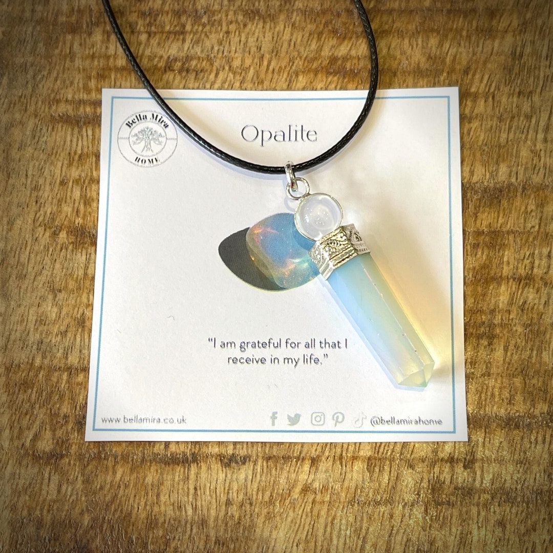 Opalite 6-point Cylindrical Pendant - Crown Third Eye Chakra Crystal ...