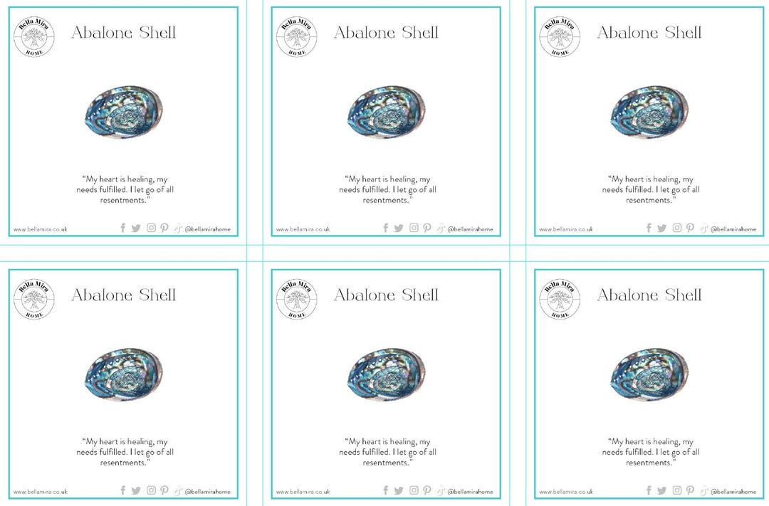 Abalone Shell Crystal Healing Info Cards: Chakra & Feng Shui (digital ...
