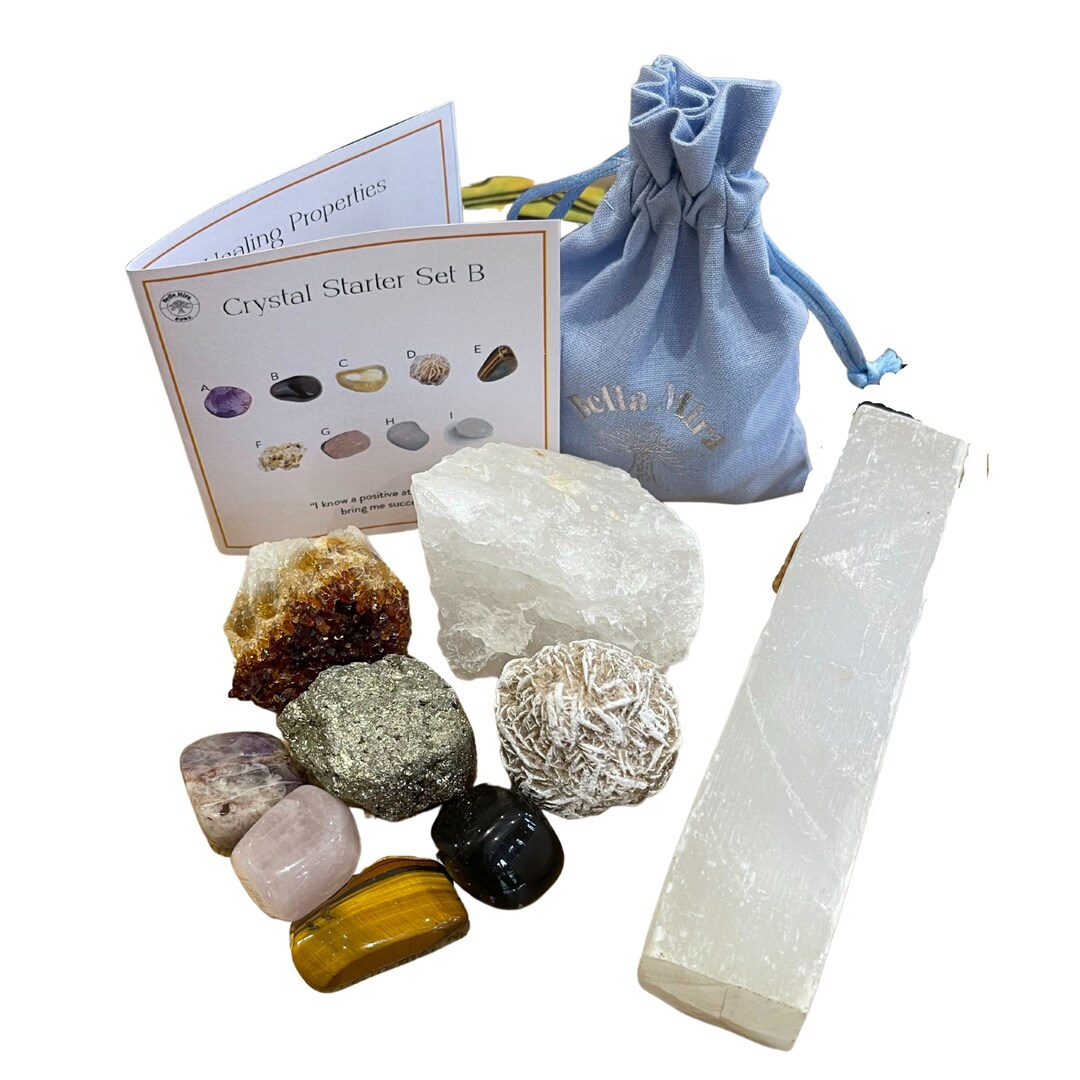 Crystal Starter Kit With a Large Selenite Charging Stick - Healing Pack ...