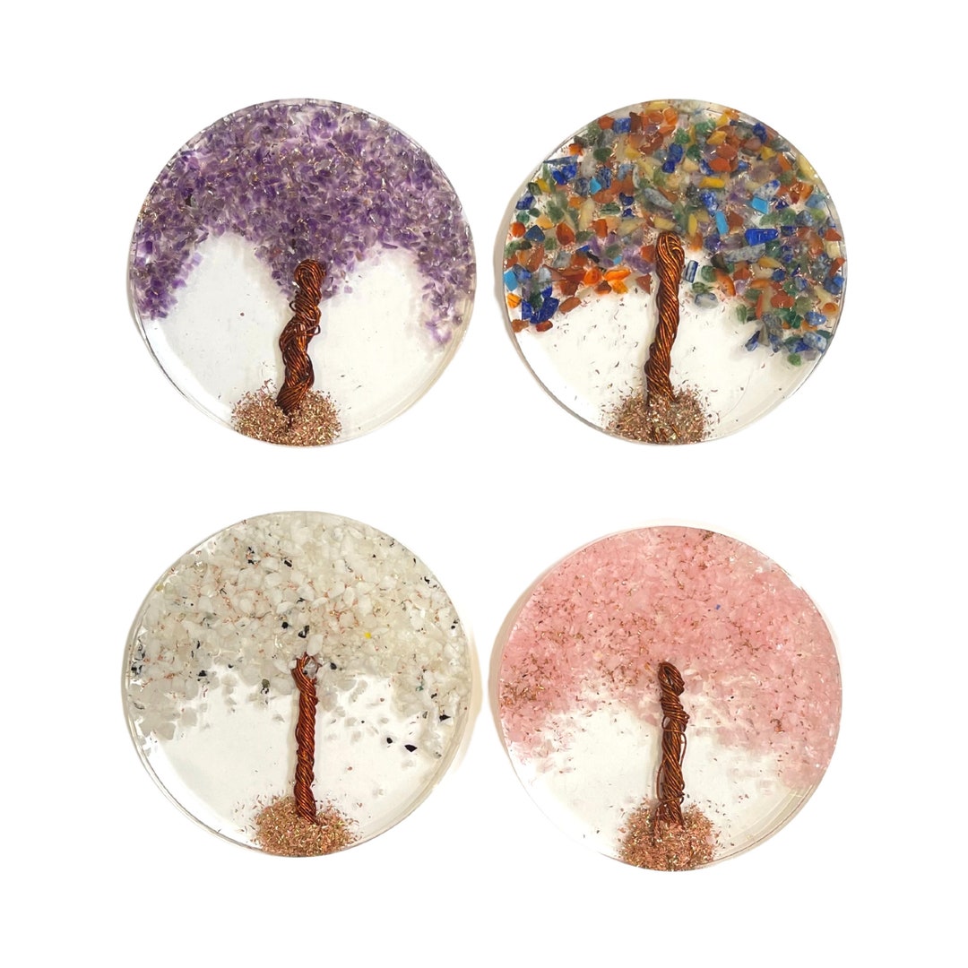 Orgonite Orgone Tree of Life Energy Copper Coil Coasters - Amethyst ...