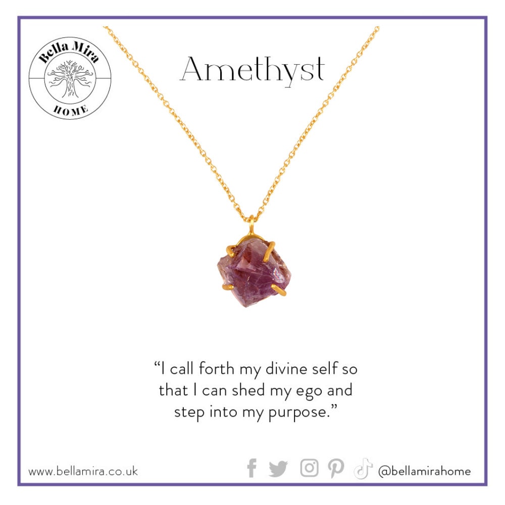 Healing Raw Amethyst Necklace Aquarius Zodiac Birthstone for - Etsy UK