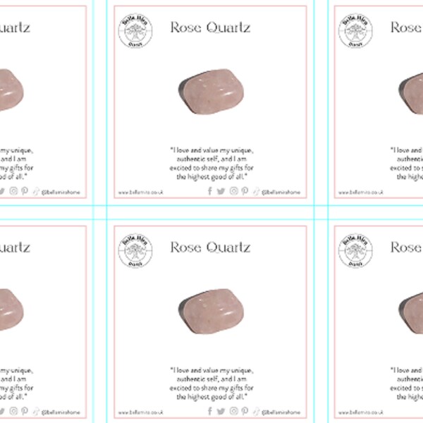 Rose Quartz Info Cards - Etsy
