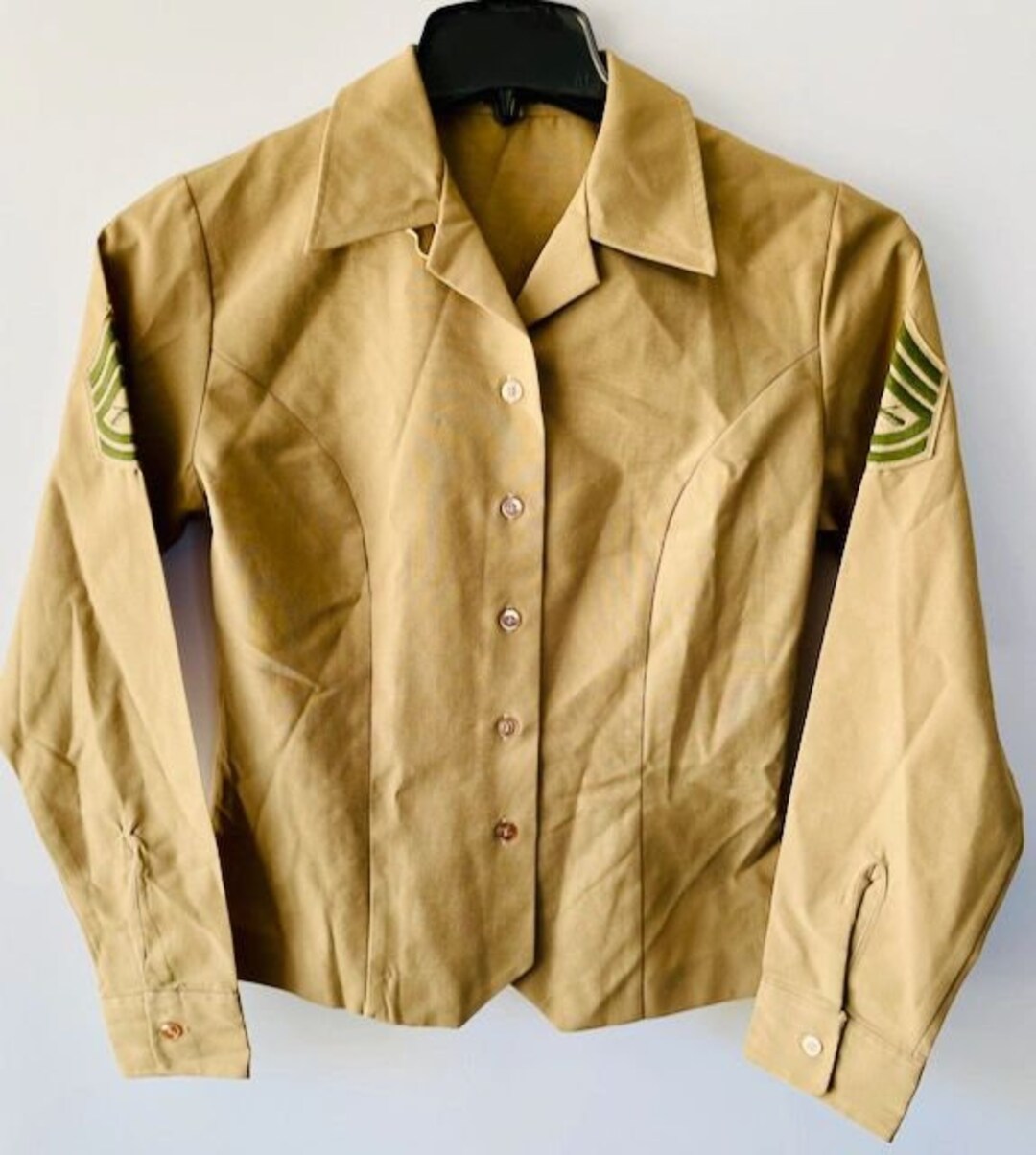 USMC Woman's L/sleeve Khaki Shirt W Gunnery Sergeant Chevrons 12 - Etsy