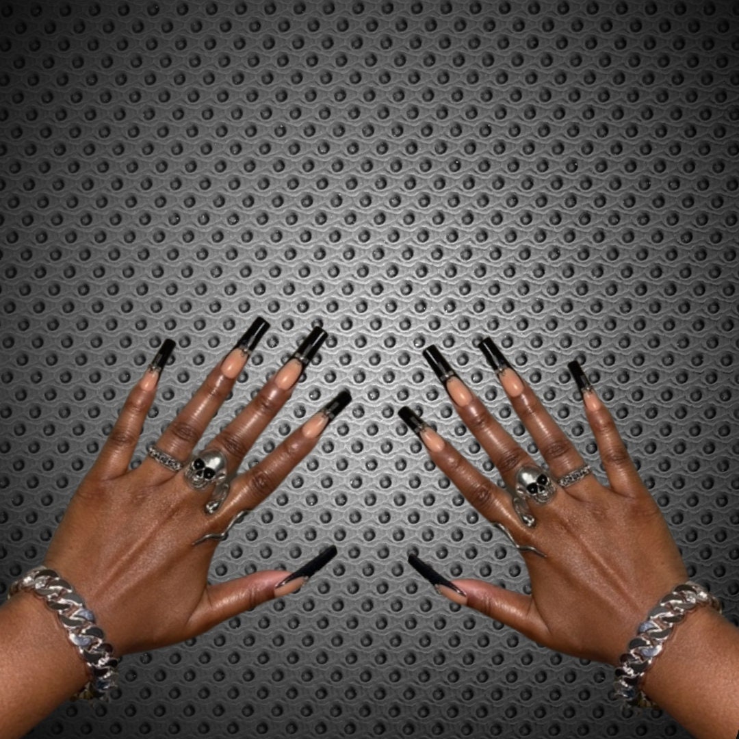 Grim Reaper Chrome Nails Grunge Nails Custom Press Ons - Etsy