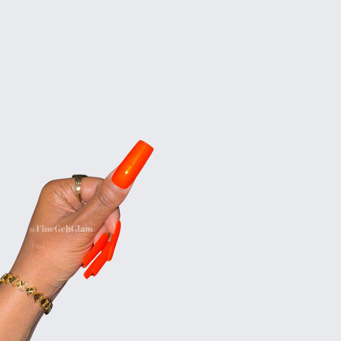 Traffic Cone | Orange Nails | Acrylic Nails | Custom Press Ons - Etsy