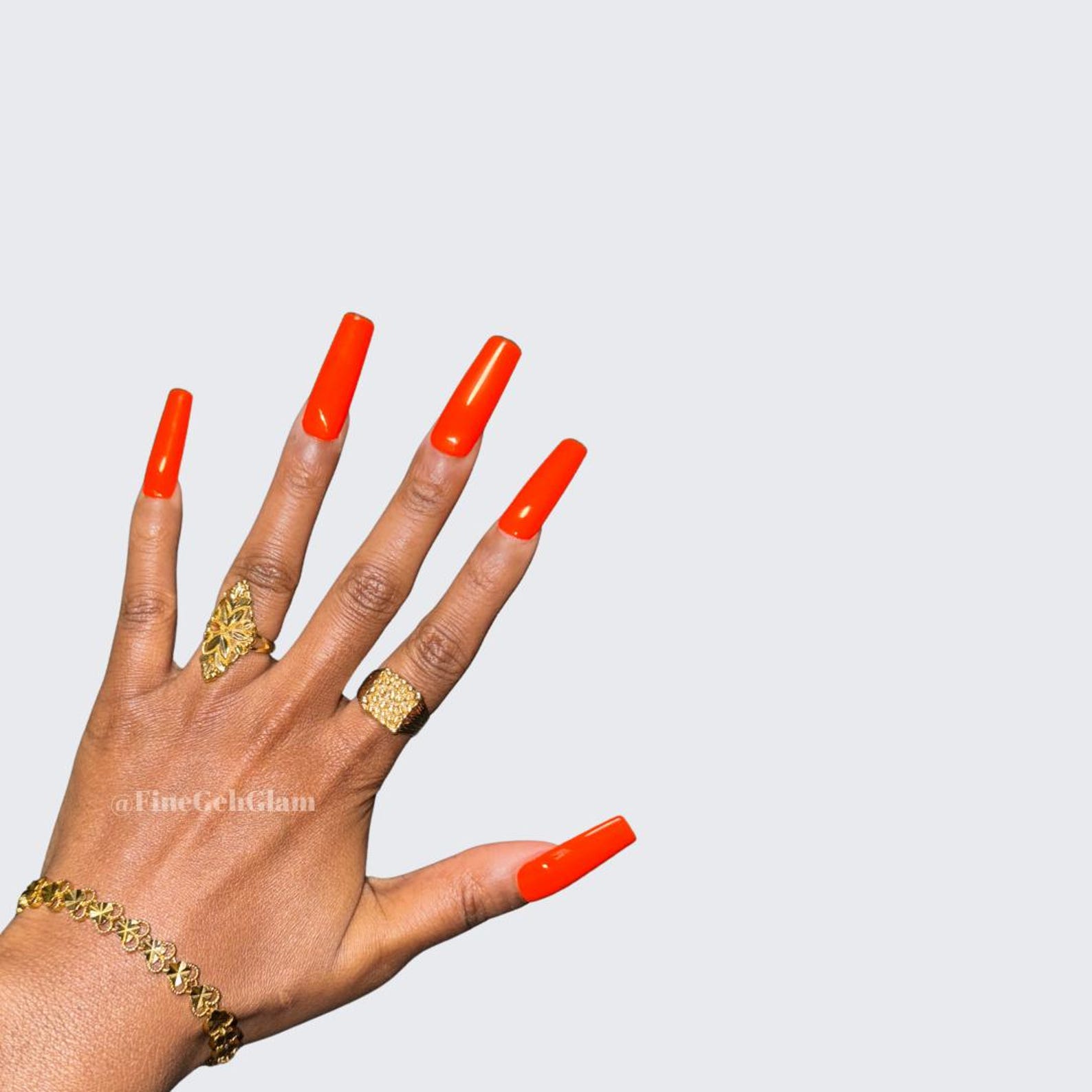 Traffic Cone | Orange Nails | Acrylic Nails | Custom Press Ons - Etsy