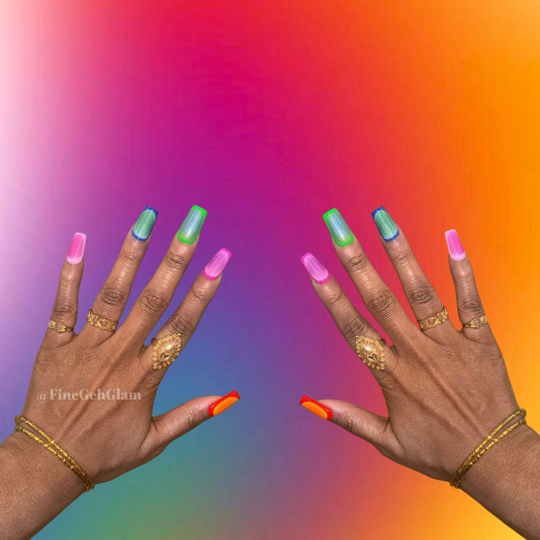 Utopia | Aura Nails | Multicolor Nails | Custom Press Ons - Etsy