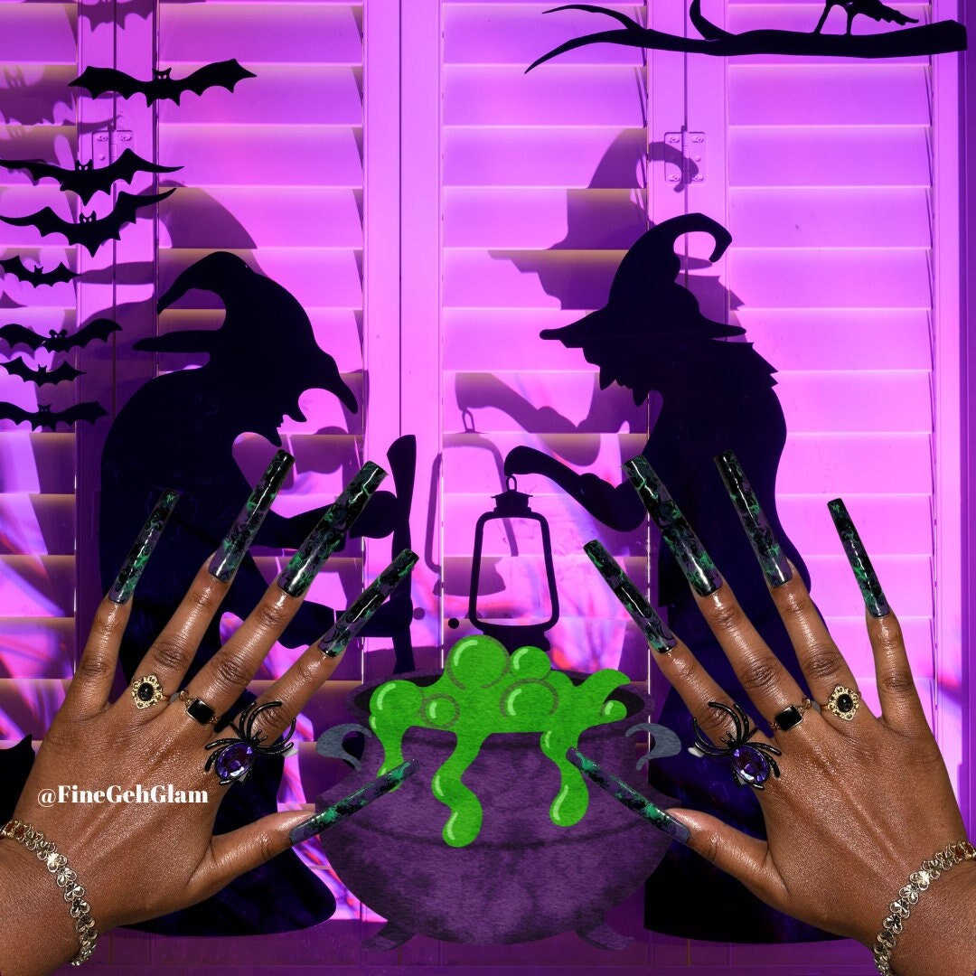 Witch's Brew | Marble Nails | Halloween Nails | Spooky Nails | Custom ...