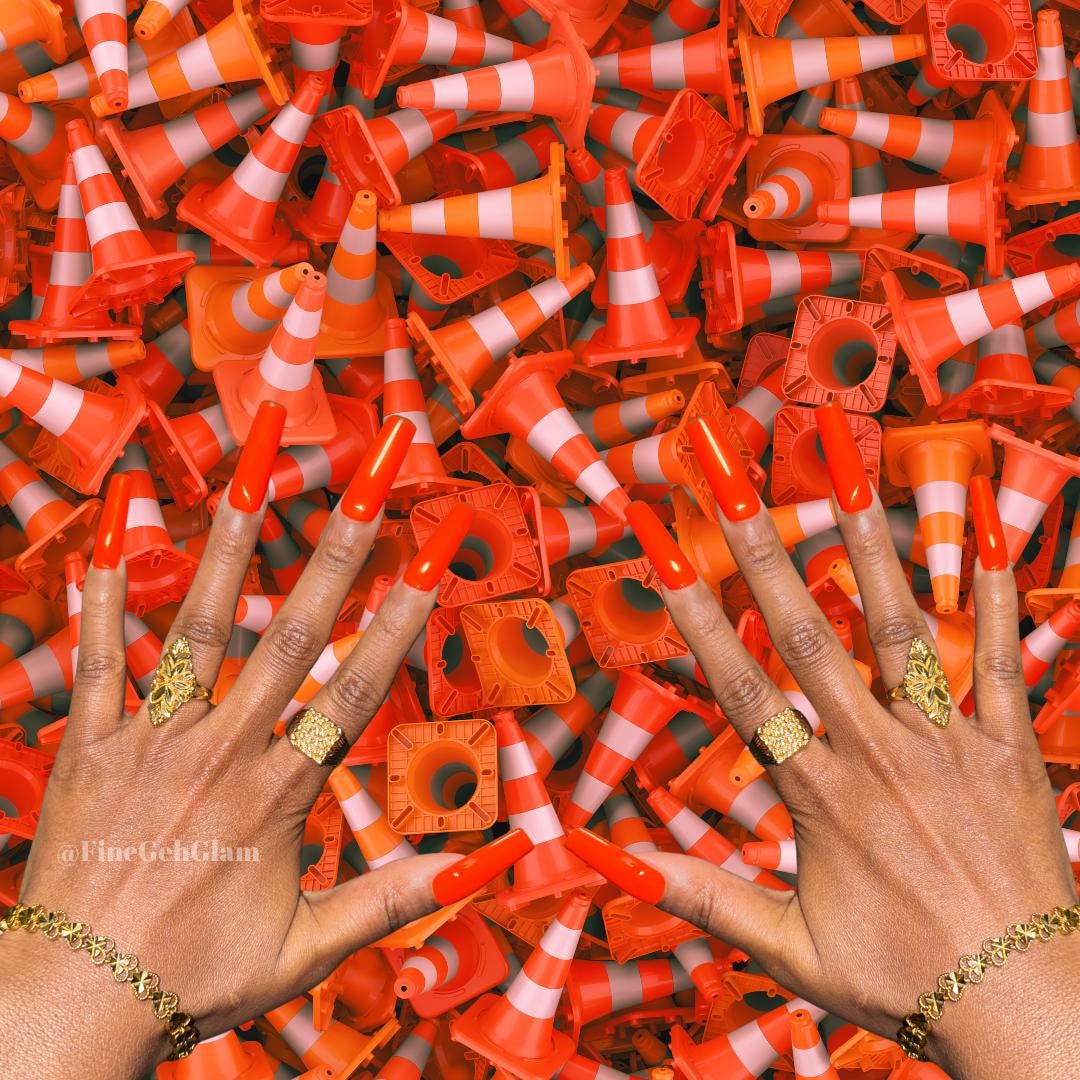Traffic Cone | Orange Nails | Acrylic Nails | Custom Press Ons - Etsy